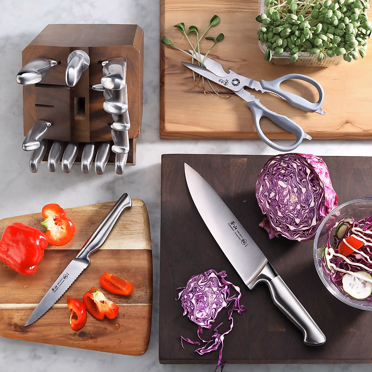 Cangshan Sanford Series 1027051 German Steel 17-Piece Knife Block Set