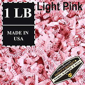 Mighty Gadget 1 LB Light Pink Crinkle Cut Paper Shred Filler for Gift Wrapping & Basket Filling