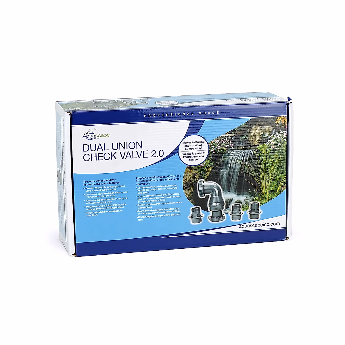 Aquascape 91018 AquaSurge 3000 GPH Submersible Pump,Black & Dual Union Check Valve 2.0 for Pond, Waterfall and Water Feature Pumps | 48026