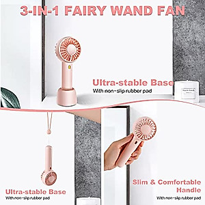 Mini Handheld Fan, Mini Portable Fan with 3 Speeds, USB Charging Personal Small Desk Fan with Base Ladies Mini Makeup Fan，Mini Fan Battery Operate for Girl Women Men Outdoor, Indoor,Travel (pink)