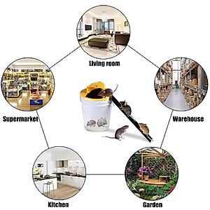 2 Pack Mouse Rat Trap Bucket,5 Gallon Mouse Rat Traps Indoor for Home,Bucket Lid Rat Traps Indoor Outdoor,Reusable Mouse Catching Tool.(Yellow)