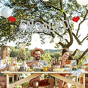 Helewilk Engaged Banner, Bridal Shower Engagement Party Sign, Glitter Sliver Bachelorette Photo Props, Indoor Outdoor Party Supplies