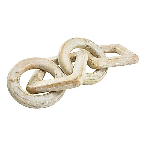 Creative Co-Op Mango Wood Chain Décor, Whitewashed, Natural
