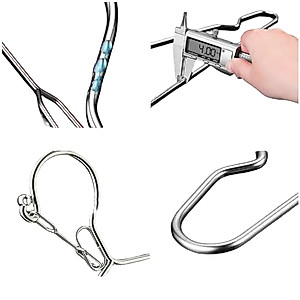 16.5” Wire Hanger 4mm Lockable Hangers 10Pack Stainless Steel Slim Thin Heavy Duty Windproof Lock Hook Metal Space Saving Clothes Hotel Hangers Silver (10)