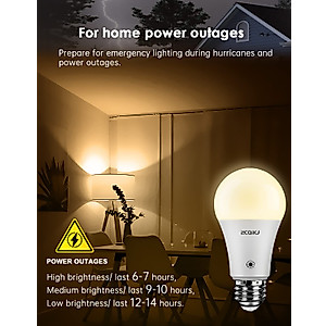 Rechargeable Light Bulbs LED Battery Backup Light Bulb with Remote Control Battery Operated Emergency Bulb Lamps for Home Power Outage and Camping Outdoor Activity Dimmable 7W 600LM Soft White