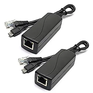 ANVISION 2-Pack Active 5V 2.4A PoE Splitter Adapter IEEE 802.3af Compliant Micro USB 48V to 5V/2.4A for Tablets, Dropcam or Raspberry Pi, IPC, IP Camera and More