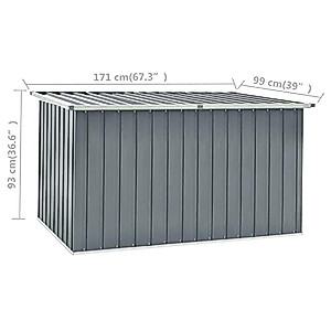 Outdoor Garden Storage Box - Large Weather-Resistant Deck Box for Pool Accessories and Garden Tools - Patio Storage Container with Galvanized Steel - Suitable for Indoor and Outdoor Use - Grey