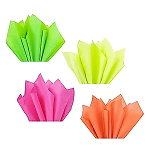 NICROHOME 24PCS Neon Wrapping Paper in 4 Color, 20 x 28Inch Glowing Tissue Paper for Gift Bags Box Wrapping, Birthday Wedding Party Decorations, DIY Craft, Present Packaging, Baby Shower