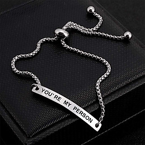 SOUSYOKYOSAM You're My Person Hand Stamped Cuff Bangle Best Friend Positive Bracelet Gift for Family Lover