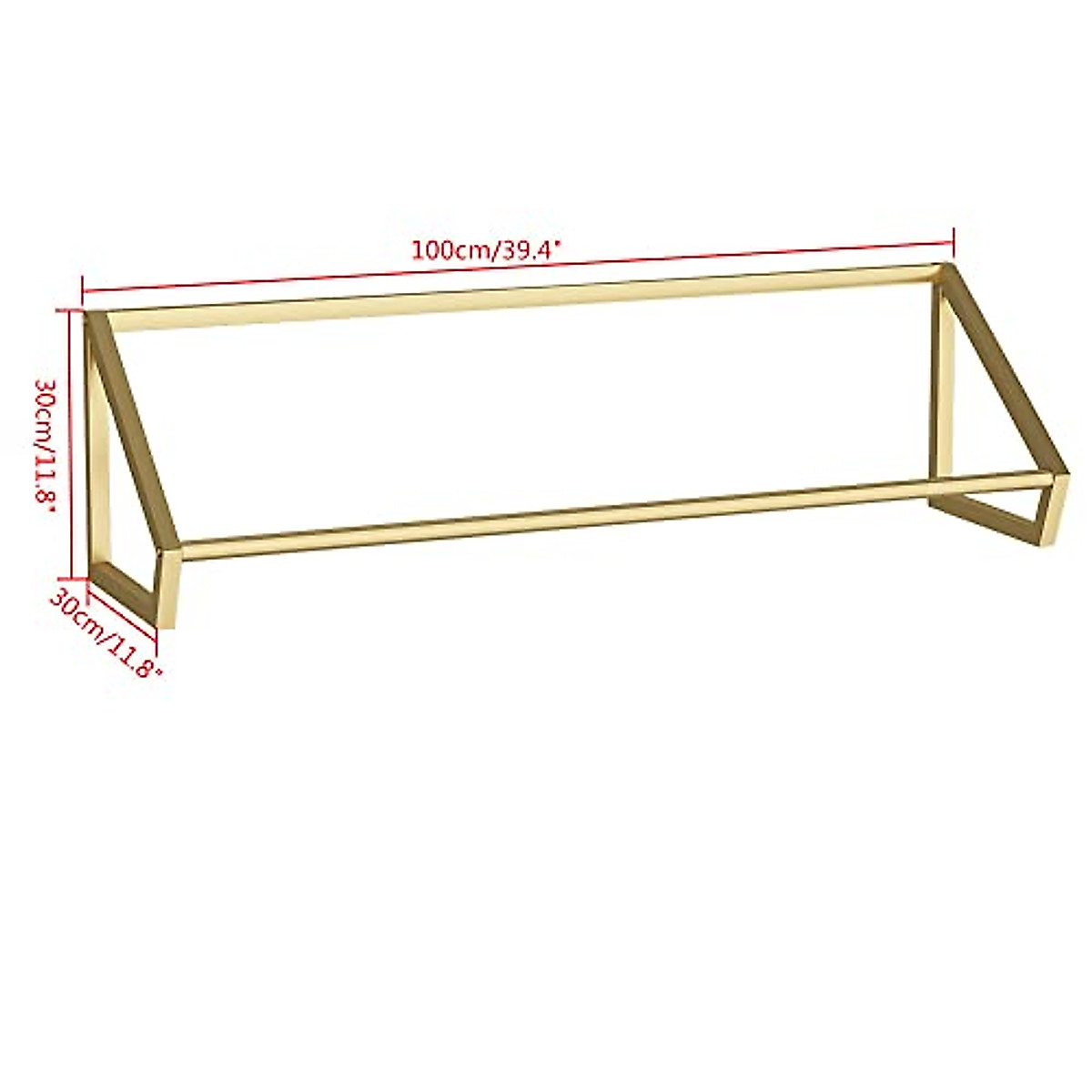 Wall-Mounted Garment Rack ,Modern Simple Clothing Store Heavy Metal Display Stand Garment Bar,Clothes Rail,Bathroom Hanging Towel Rack,Multi-purpose Hanging Rod for Closet Storage (Gold Square Tube,39.4"L)