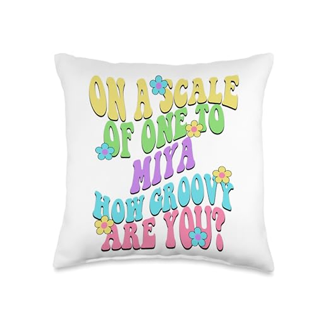 MIYA Name Gift Groovy Outfits For Women Cute Retro Girls Groovy Miya Personalized Name Throw Pillow, 16x16, Multicolor