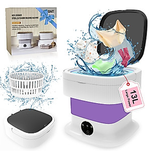 Mini Portable Washing Machine with Spin Dry, 13L Foldable Small Washer，Compact Laundry Lavadora Portatil for Underwear, Baby Clothes, Socks or Small ltems, Dormitory, Apartments, Travel, Purple