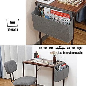 JJS Small Computer Desk Simple Style Writing Desk for Small Spaces 31 Inch Home Office Modern Student Study Laptop Writing Table with Storage Bag USB Hub, Brown