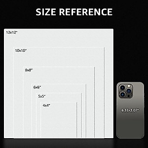 Nian Feng Canvases for Painting, 10x10 Inch 12 Pack Art Canvas Panels, 100% Cotton Blank White Canvas Boards for Oil Paint, Acrylic Paint, Tempera Paint & Watercolor, Painting Canvas for Adult & Kids.