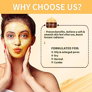 ANAI RUI Turmeric Clay Mask, Vitamin C Facial Mask with Turmeric & Kaolin Clay, Cleasning Mask for Acne, Pores, Radiant & Smooth Skin, 6.35 oz