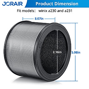 Replacement Filter Size O, 1712-0100-00 Compatible with Winix A230 and A231 Air Purifier 3-in-1 H13 True HEPA, 2 Pack
