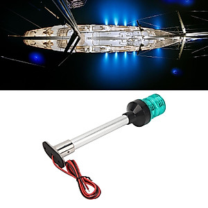 Airshi Boat Stern Light, Stainless Steel Base 33 LED Lamp Beads 10 Inches Height Aluminum Rod Bow Mast LED Anchor Navigation Lights for Fishing Boats (Green), LED Stern Light Boat Anchor Light