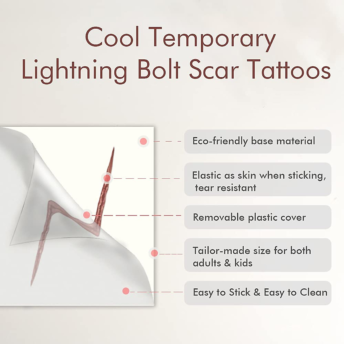 YoHold Wizard Tattoos Temporary,Lightning Bolt Scar Tattoos Sticker for Halloween, Magical Costumes Party Supplies Decorations, 24 PCS