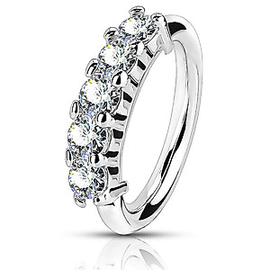 Forbidden Body Jewelry 20g Surgical Steel CZ Lined Bendable Cartilage & Nose Hoop, Silver Tone