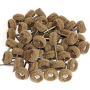 Abrasive Buffing Polishing Wheel Set for Rotary Tool,Removal of Rust Deburring on Metal Surface with 3mm Mandrel,Mini scouring pad Brush Polishing kit(grit 120 Brown 50pcs)