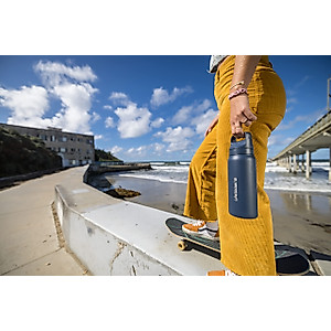 LifeStraw Go Series — Insulated Stainless Steel Water Filter Bottle for Travel and Everyday Use Removes Bacteria, Parasites and Microplastics, Improves Taste, 24oz Aegean Sea