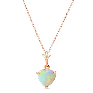 Galaxy Gold GG 14k 24" Rose Gold Heart-shaped Natural Opal Pendant Necklace