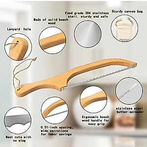 ALIOLIOGEN Bread Bow Knife, Bread Knife, Bread Saw, Sourdough Knife Slicer, Stainless Steel Serrated Sourdough Bread cutter for slicing bread
