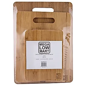 MEGALOWMART All Natural 3 Piece Double-Ply Bamboo Wood Cutting Board Set