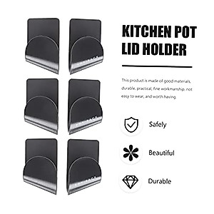 GANAZONO 6 Pairs Wall Mounted Pot Lid Rack Dish Organizer Rack for Cabinet Pan Lid Holder Dish Organizer for Cabinet Pan Lid Storage Racks Adhesive Holders Stand Pot Lids Storage Rack Abs