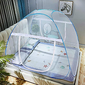 AMMER Pop-Up Mosquito Net Tent for Beds Portable Folding Design with Net Bottom for Baby Adults Trip (79 x71x59 inch)