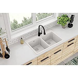 Elkay Quartz Classic ELG3322WH0 White Equal Double Bowl Top Mount Sink