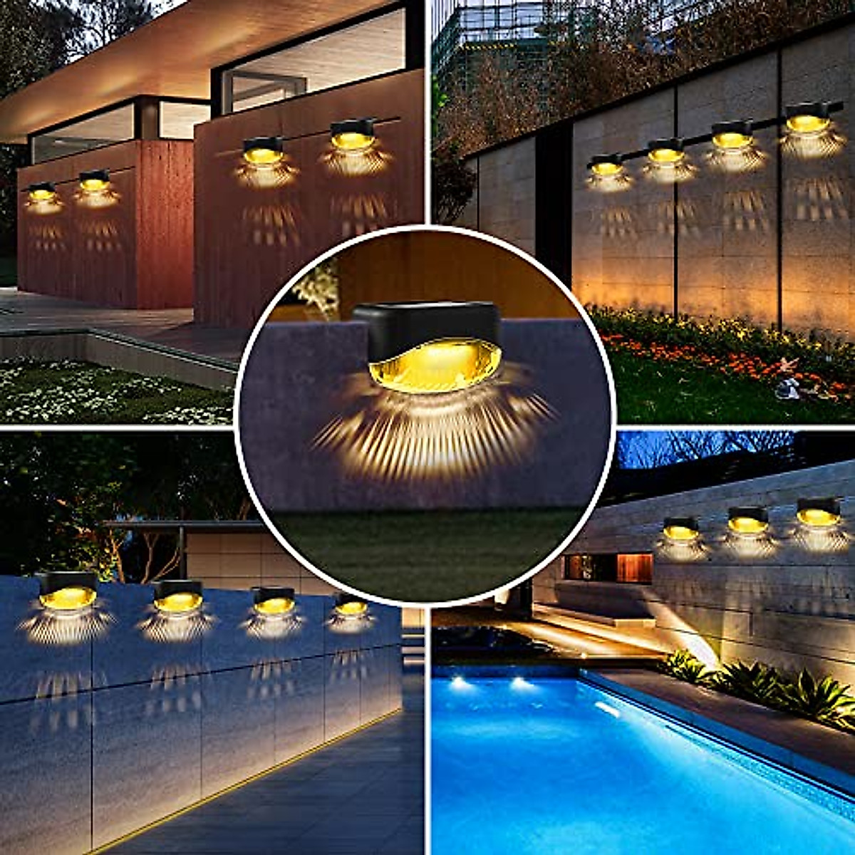 HiSolar 16 Pack Solar Deck Lights Outdoor Solar Step Lights LED Garden Fence Lights Solar Powered Waterproof Stair Lights for Deck Railing Garden Yard Patio Driveway, Warm White
