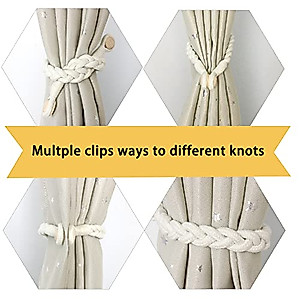VENLOIS Strong Magnetic Curtain Tiebacks White 2pcs Heavy Duty Curtain Rope Tieback Curtain Holdbacks Holders for Home Bedroom Office Decorative Curtain