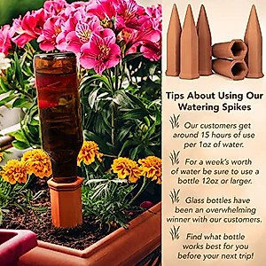 Upforesy 6 Pack Terracotta Watering Spikes for Indoor and Outdoor Plants - Simple and Easy Setup - Keep Plants Happy and Watered While You are Away