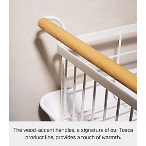 Yamazaki Home Sink Removeable Drainer Tray, Kitchen Drying Organizer Holder, One Size, White Steel + Wood | Dish Rack