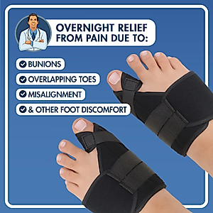 Dr. Frederick's Original Nighttime Bunion Splints - 2 ct - Adjustable Big Toe Straightener for Women & Men - Orthopedic Foot Brace for Pain Relief