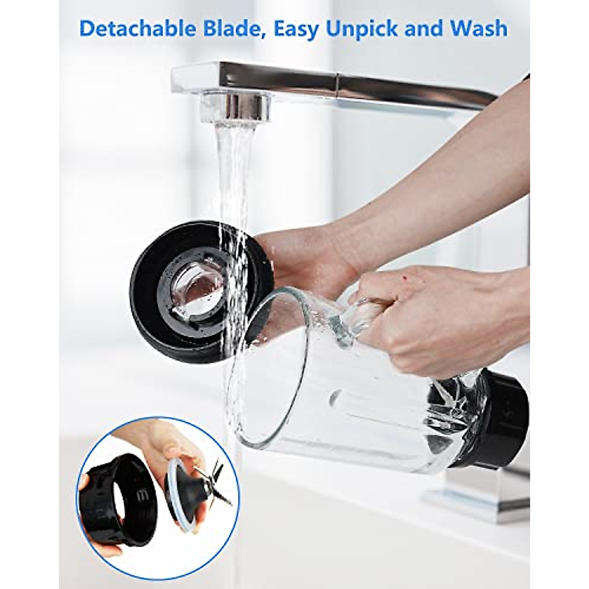 Amateys Quiet Smoothie Blender with 50 Oz Glass Jar,Professional Kitchen Blender for Shakes and Smoothies,Countertop Blender Speed Adjustable for Ice Crush Frozen Fruit Puree Mlikshakes