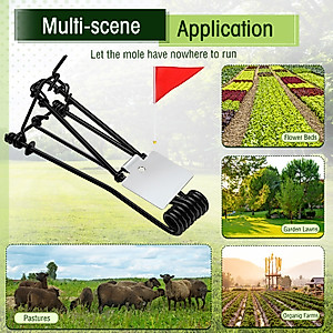 Qualirey 32 Pcs Mole Traps with Red Stick Flags Galvanized Vole Trap Mole Killer Easy to Set Reusable Weather Resistant Outdoor Gopher Trap for Lawn Yard Garden Farm (Black)