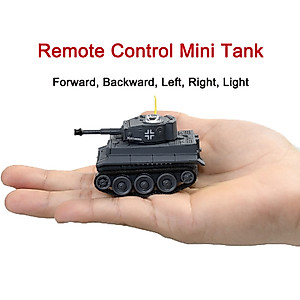Mini German WW2 Tiger Battle Tank Gray RC 1/72 Scale Model IR Remote Control Military Vehicle with LED