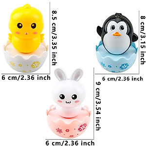 Cagemoga 6 Pcs Easter Musical Tumbler Wobbler Roly Poly Baby Toys Penguin Bunny Chick Tummy Time Wobbler Enlightenment Toy Tumbler Early Education Toys for Kid Toddler Gifts