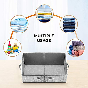 artsdi Set of 4 Large Capacity Storage Bins and Baskets with Handles, Closet Shelf Organizer Bins, Foldable Trapezoid Storage Box for Shelves,Clothes,Baby Toiletry,Toys,Towel,DVD,Book, Jumbo,Gray