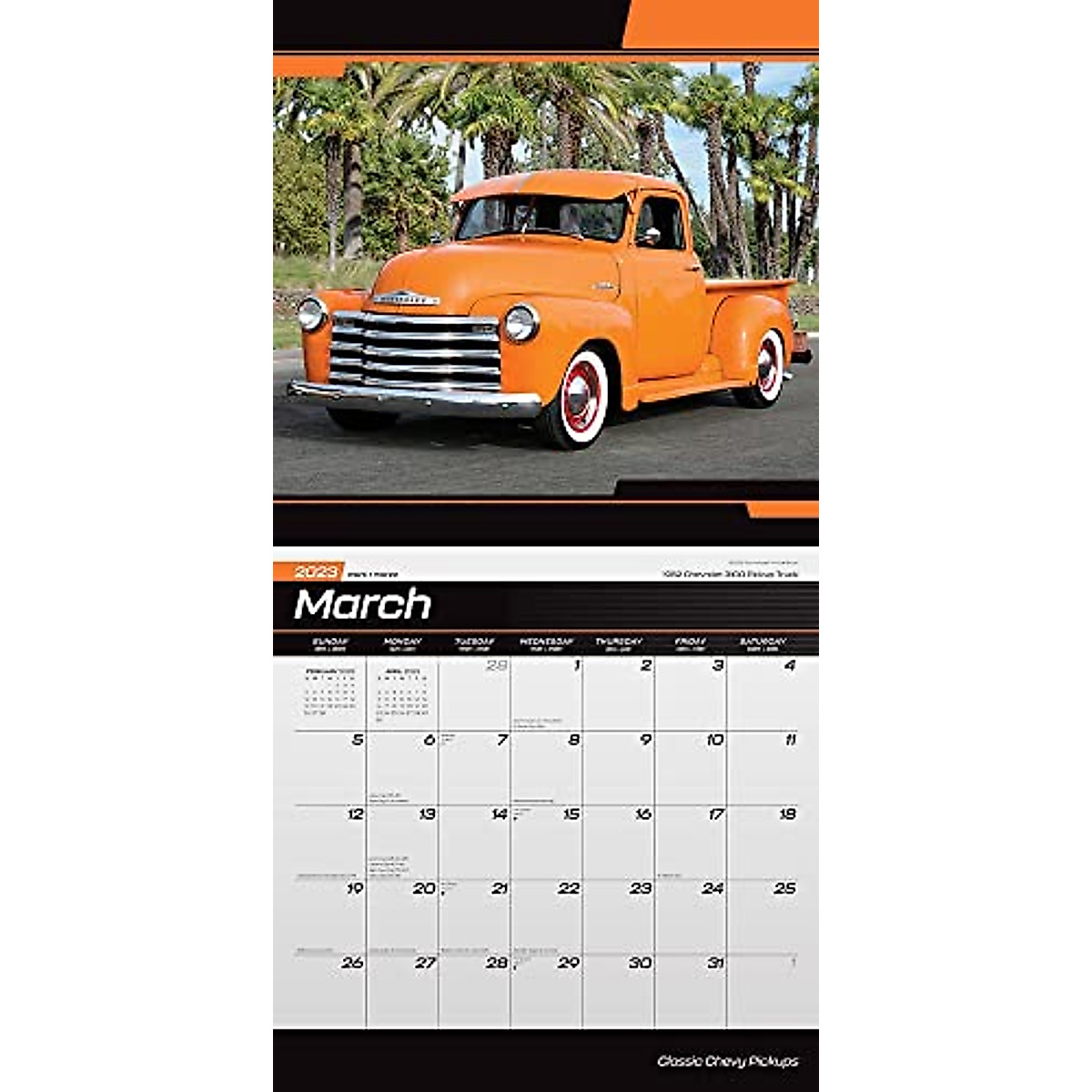 Classic Chevy Pickups OFFICIAL | 2023 12 x 24 Inch Monthly Square Wall Calendar | Foil Stamped Cover | BrownTrout | Chevrolet Motor Truck