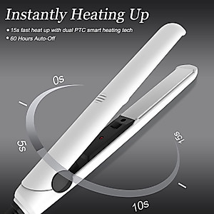 Keragard Mini Flat Iron Smart Ceramic Tourmaline Hair Straightener for Travel,Small Flat Irons for Short Hair, Dual Voltage Flat Iron,White