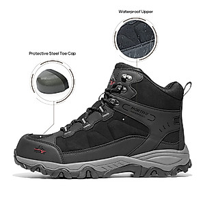 NORTIV 8 Waterproof Steel Toe Boots for Men Slip Resistant Safety Industrial Boots Paladin-Steel,Size 10.5,Black