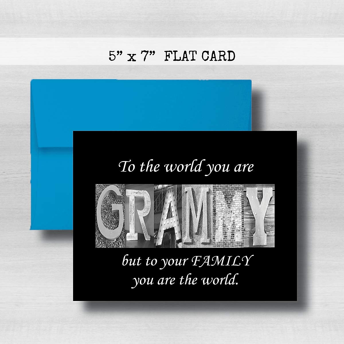Grammy Card, 5" x 7" FLAT CARD Mother's Day Cards, To the world you are GRAMMY but to your family you are the world, Godmother