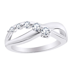 AFFY Round Shape White Cubic Zirconia Infinity Ring in925 Sterling Silver (0.50 cttw) Ring Size-13