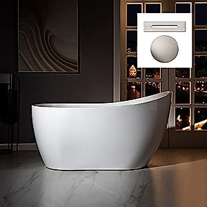 WOODBRIDGE BTA1507-B/N-Drain &O BATHTUB, With Brushed Nickel Drian