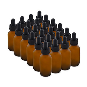 The Bottle Depot - 24 Pack - 1 oz Glass Bottle with Dropper - Black UV - 20-400 Neck Finish - Boston Round Bottles - UV Rays Protection
