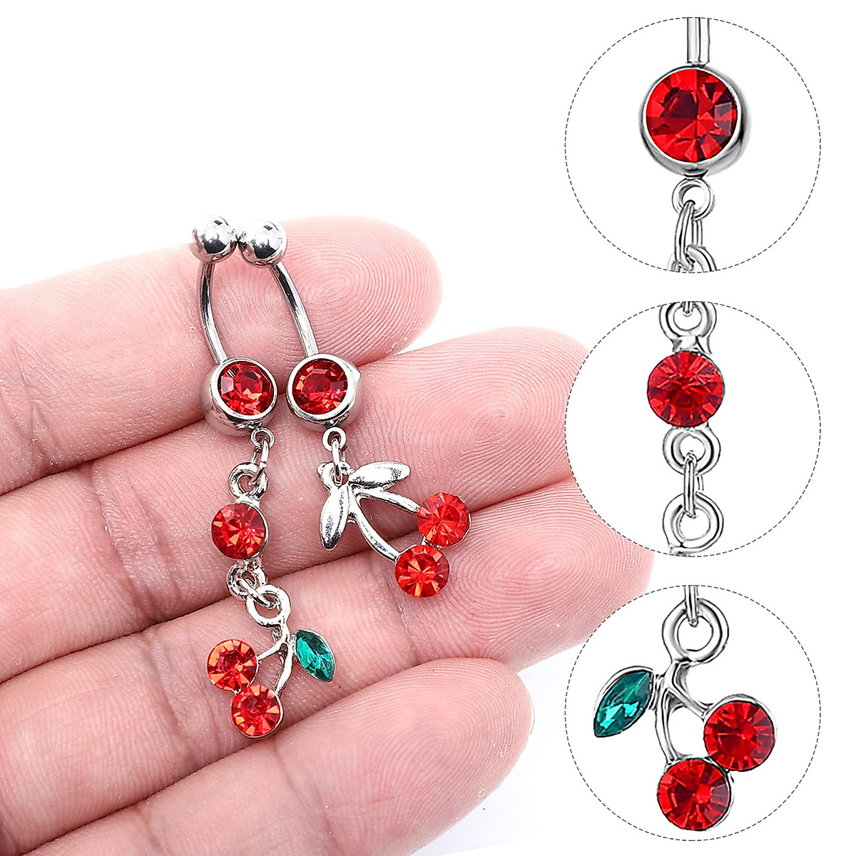 Generic Crystal Navel Ring 3pcs Belly Button Rings Dangle Rhinestone Navel Rings Barbell Body Piercing Jewelry for Women Lip Nose Stud Eyebrow, 5.5x1.2cm