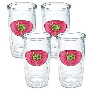 Tervis South Carolina Flag Made in USA Double Walled Insulated Tumbler Travel Cup Keeps Drinks Cold & Hot, 16oz 4pk - No Lid, Pink and Green